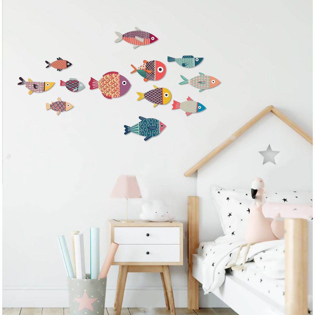 Set Tranh Cá Decor Trang Trí Tường Color Fishes