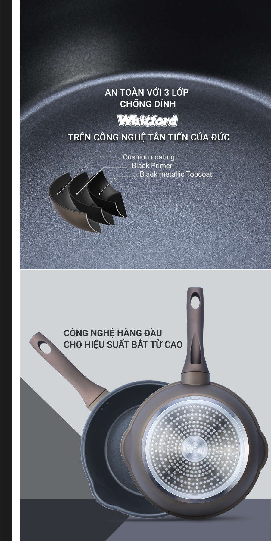 Chảo chống dính sâu lòng Kalpen Lipper đáy từ 24cm/26cm/28cm