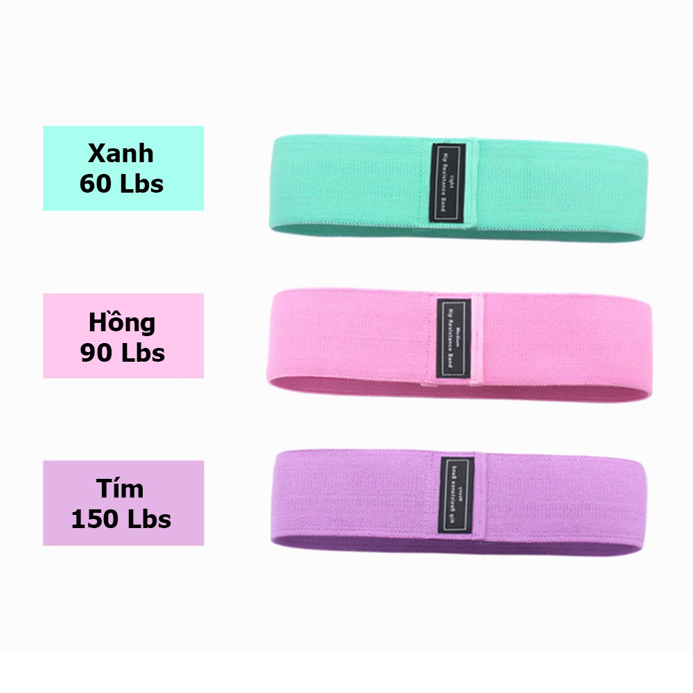 Bộ 3 dây kháng lực mini band vải Aolikes tập chân mông