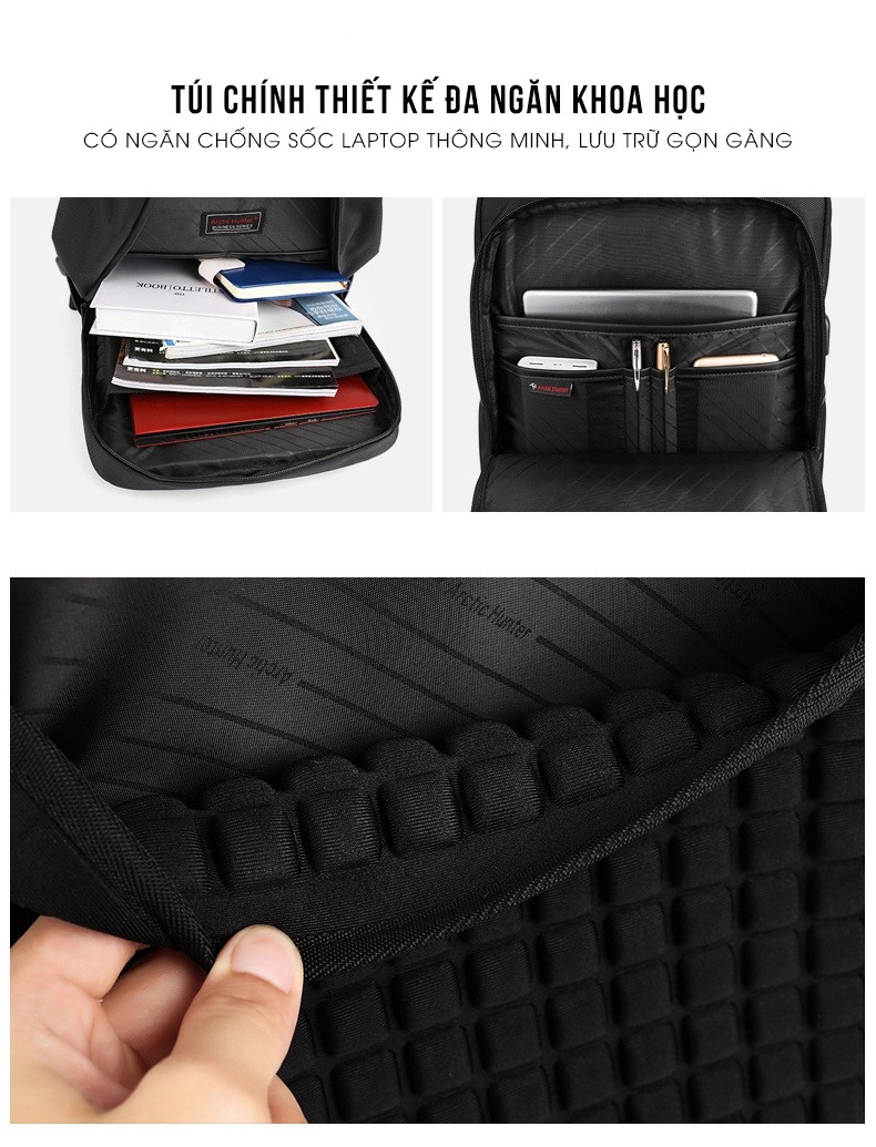 Balo du lịch Arctic Hunter B00120 chống nước có cổng USB