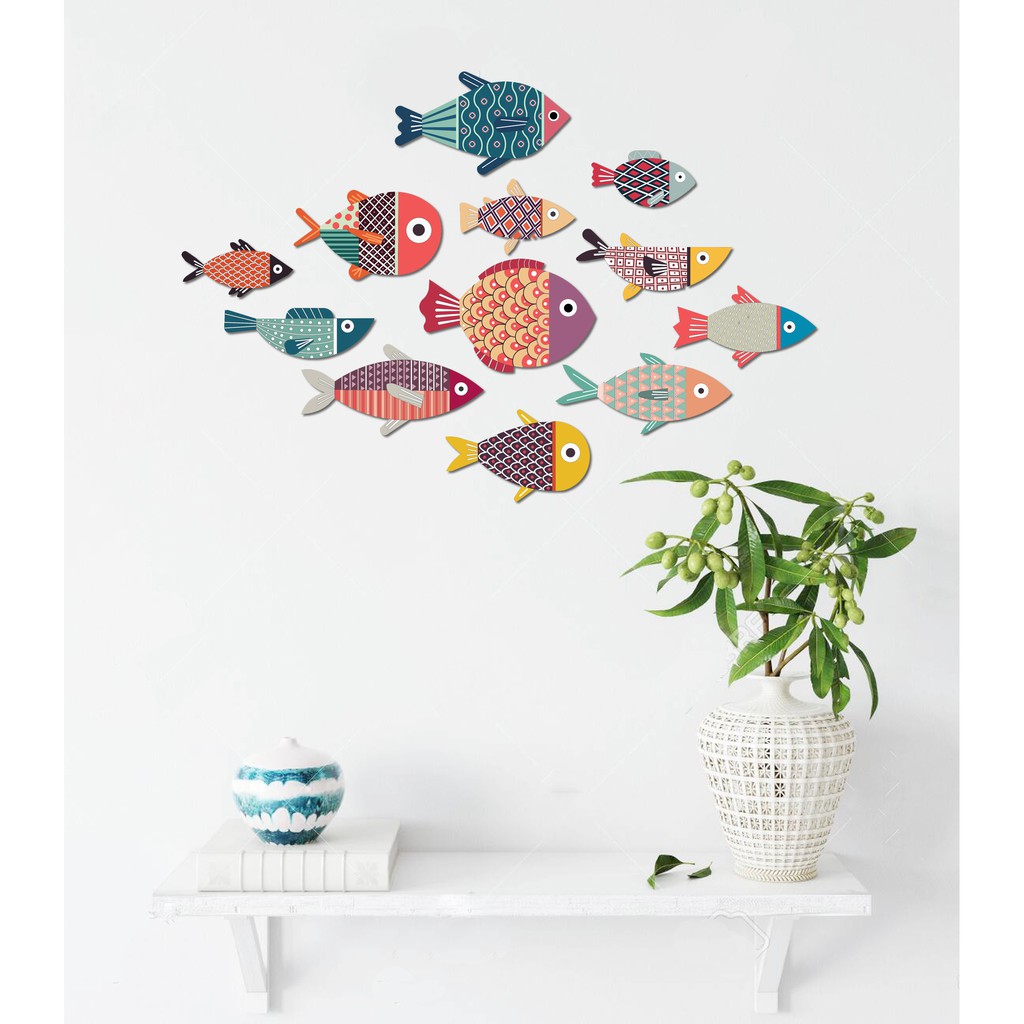 Set Tranh Cá Decor Trang Trí Tường Color Fishes