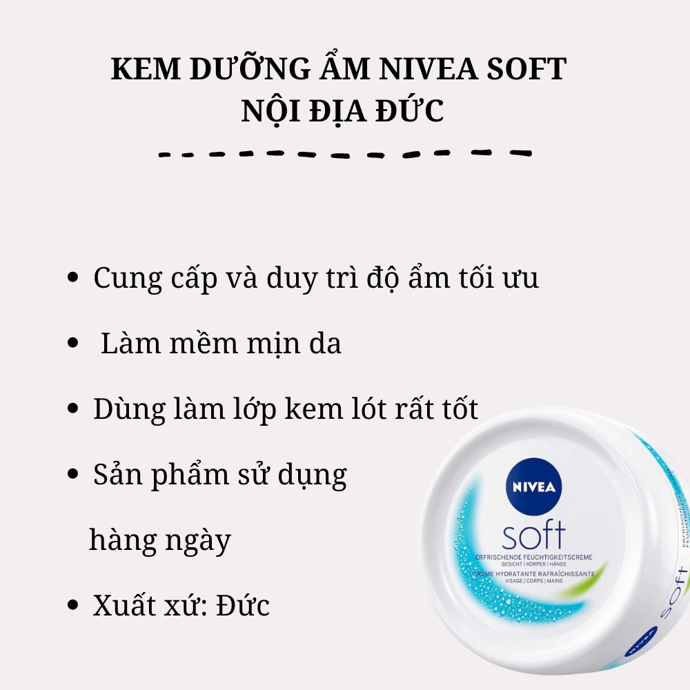 Kem dưỡng ẩm Nivea Soft 200ml nội địa Đức