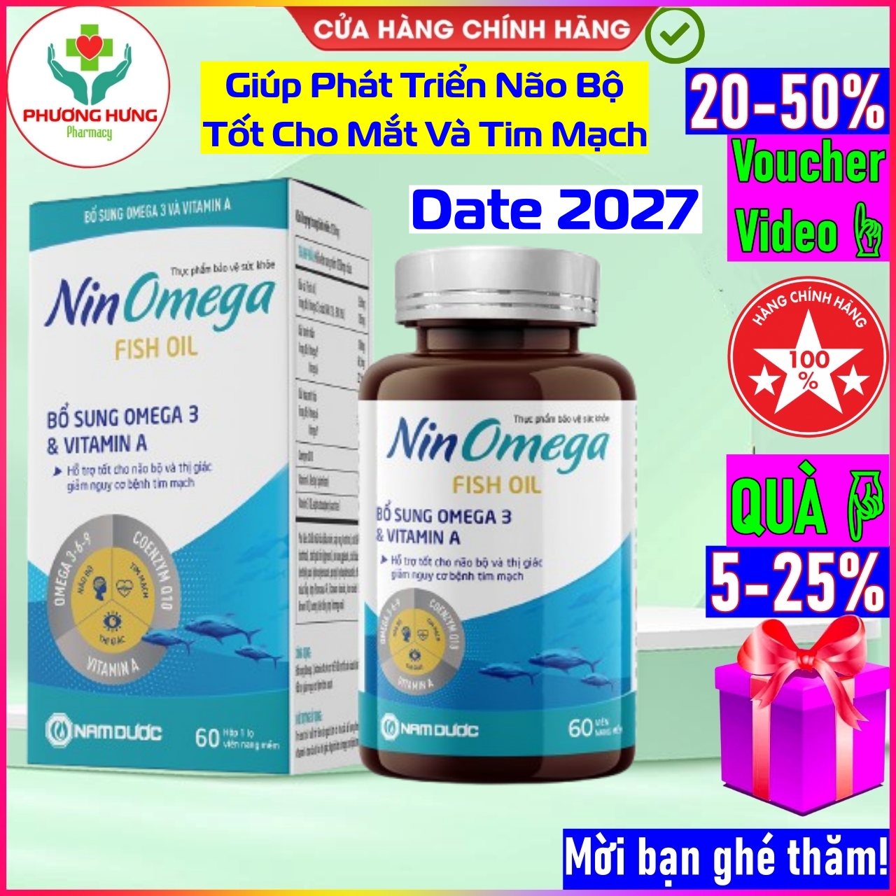 Viên uống Nin Omega Fish Oil của Nam Dược Bổ sung Omega 3 | Chiaki.vn