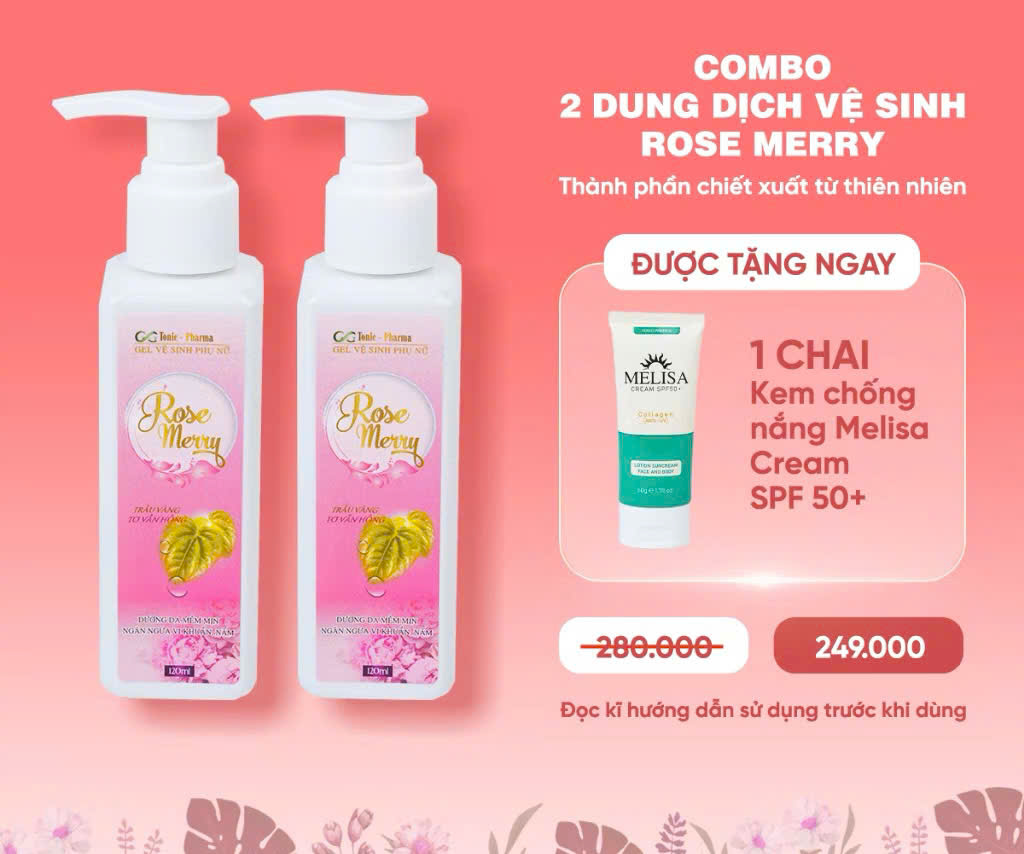 Bộ Dung dịch vện sinh Phụ nữ Rose Merry + Kem chống nắng MELISA | Chiaki.vn